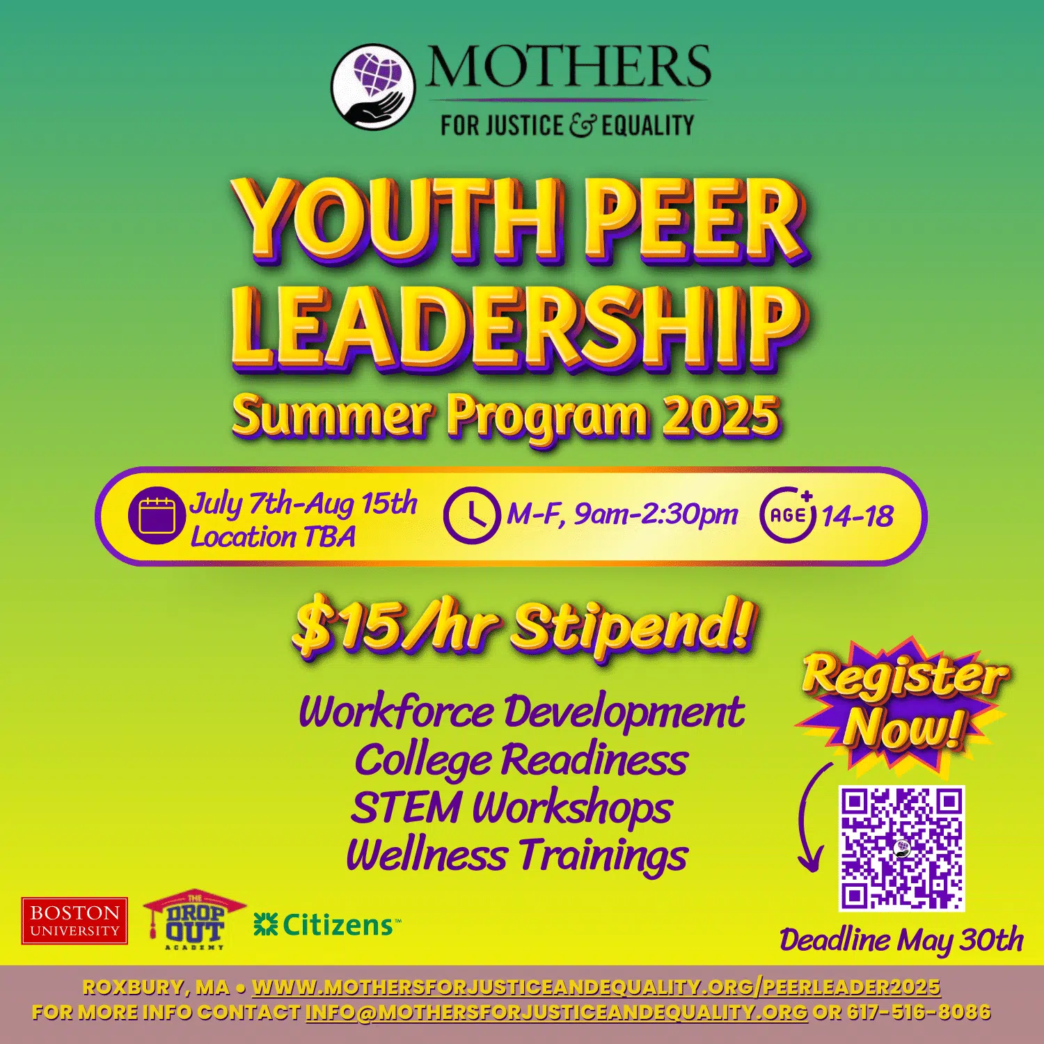 Youth Peer Leadership Summer Program | Mothers for Justice & Equality